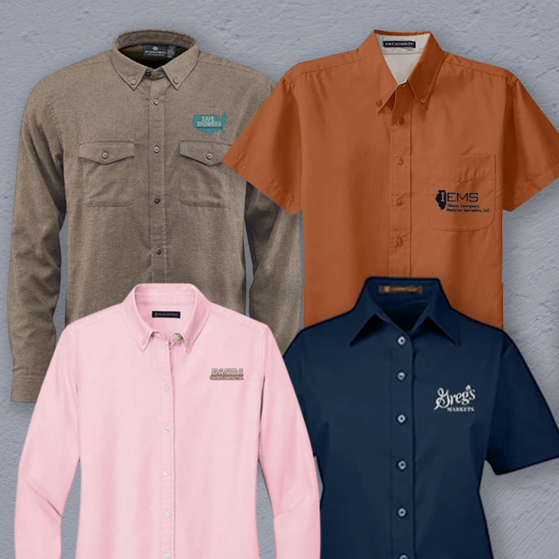 Button-Down Shirts with Custom Logo Embroidery | Oxford, Twill, Casual