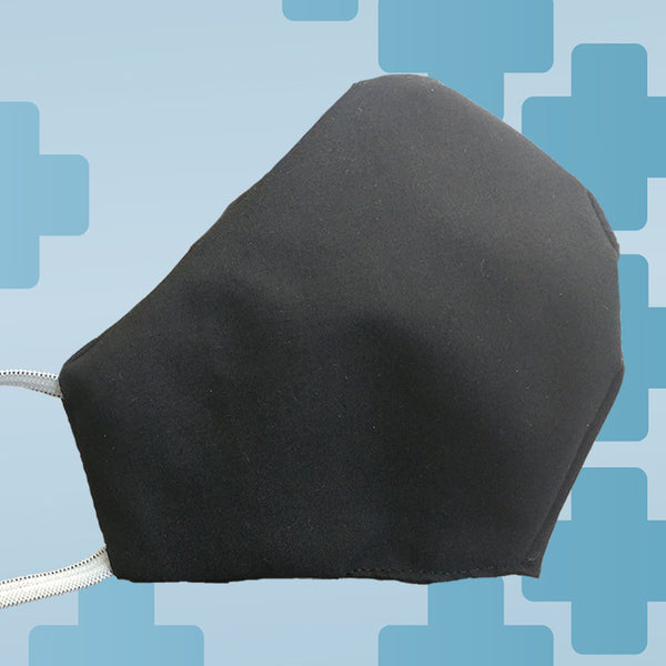 Black Civilian Face Mask Covering - Made in USA - 100% Cotton - Poppi